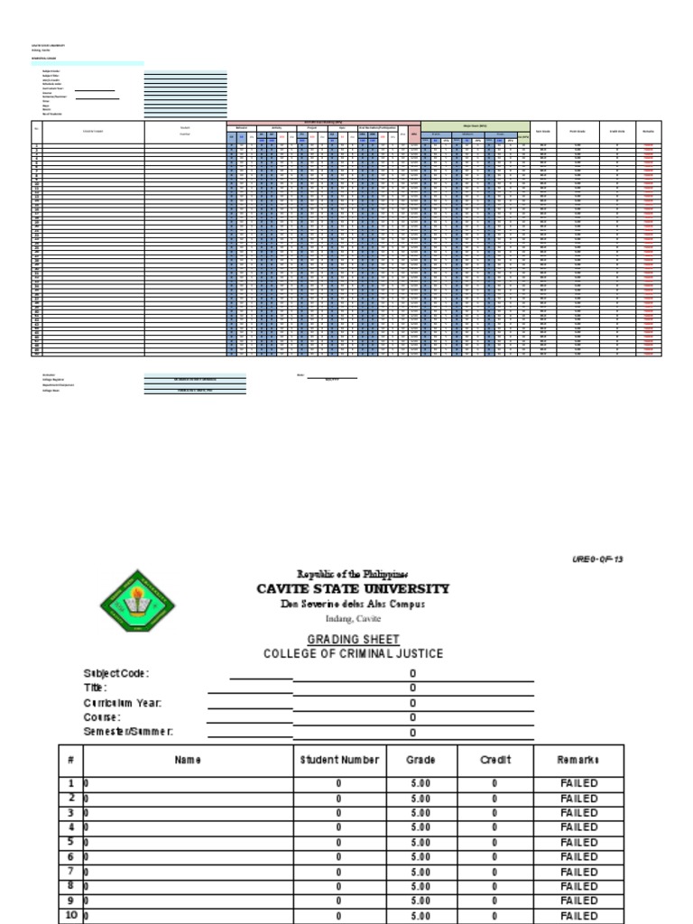 CVSU Grading Sheet for College Courses | PDF | Schools | Educational ...