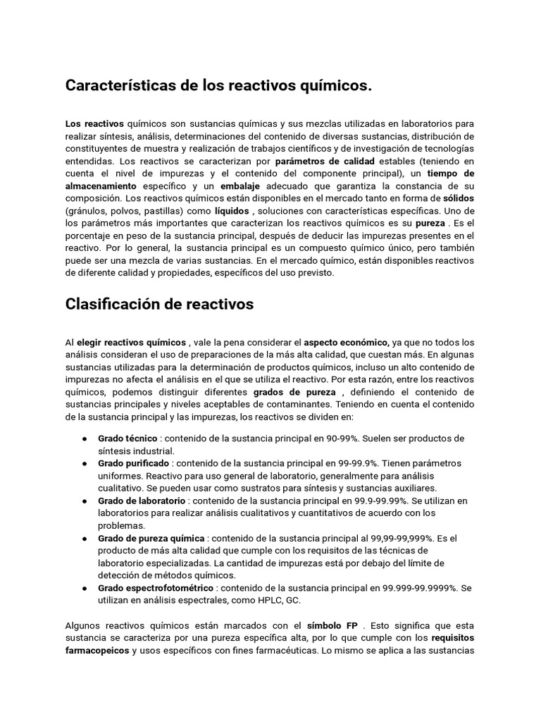 Reactivo | PDF | Reactivo | Sustancias químicas