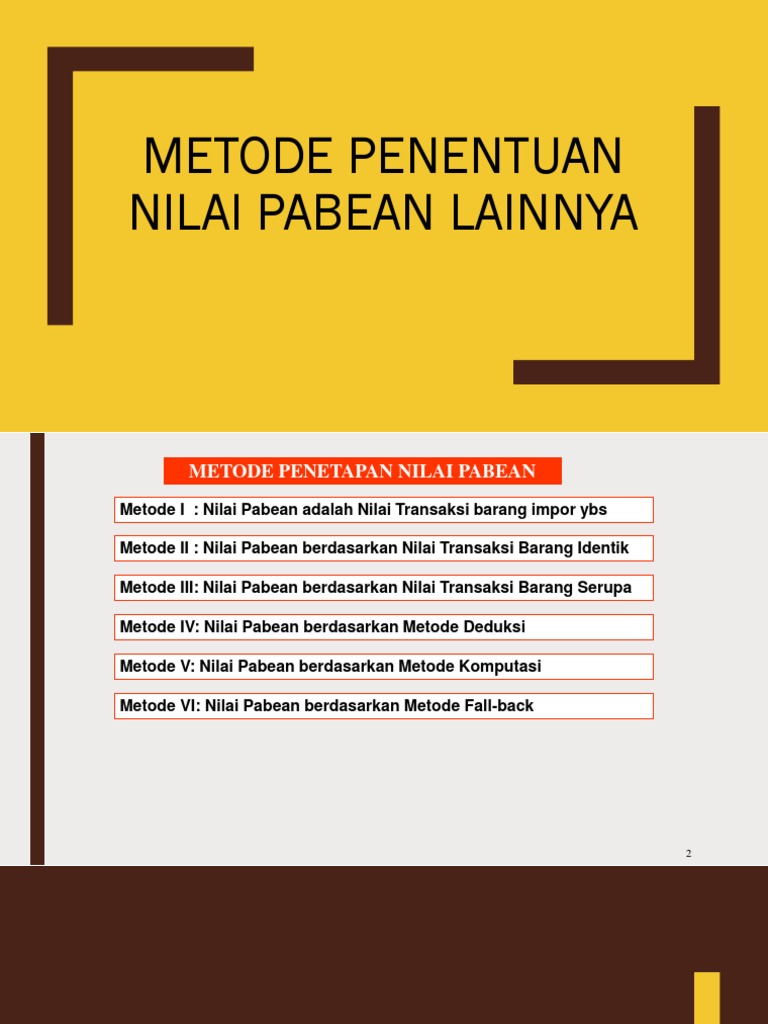 Nilai Pabean - METODE 2-6 | PDF