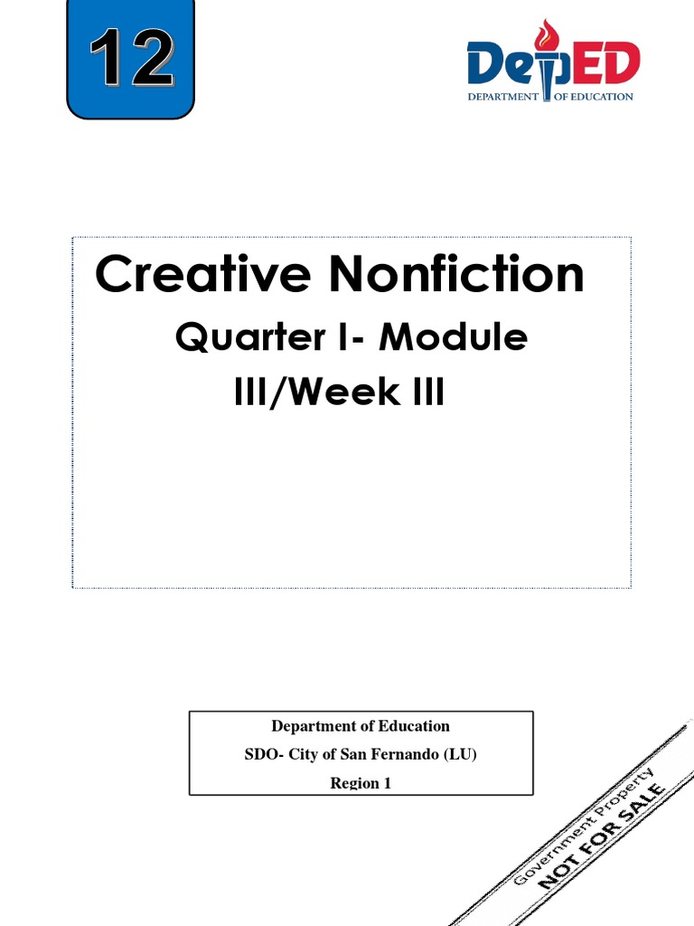 Creative Nonfiction: Quarter I-Module III/Week III | PDF | Narration ...