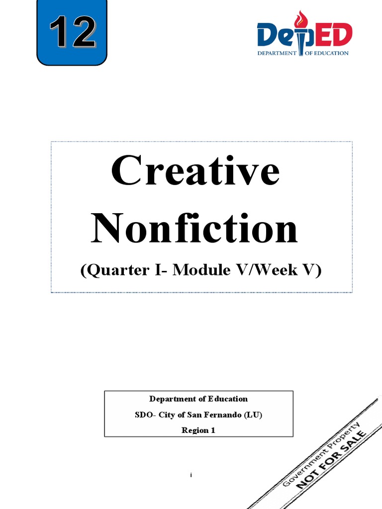 Creative Nonfiction: (Quarter I-Module V/Week V) | PDF | Creative ...