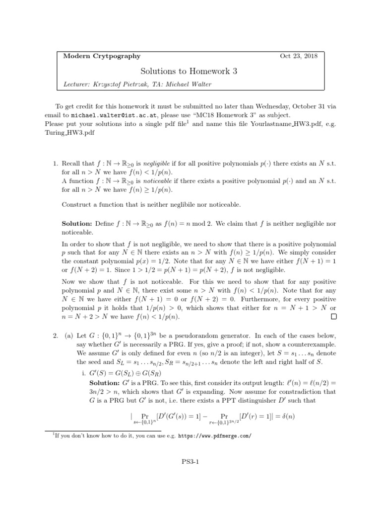 Solutions To Homework 3 Pdf Applied Mathematics Theoretical Computer Science