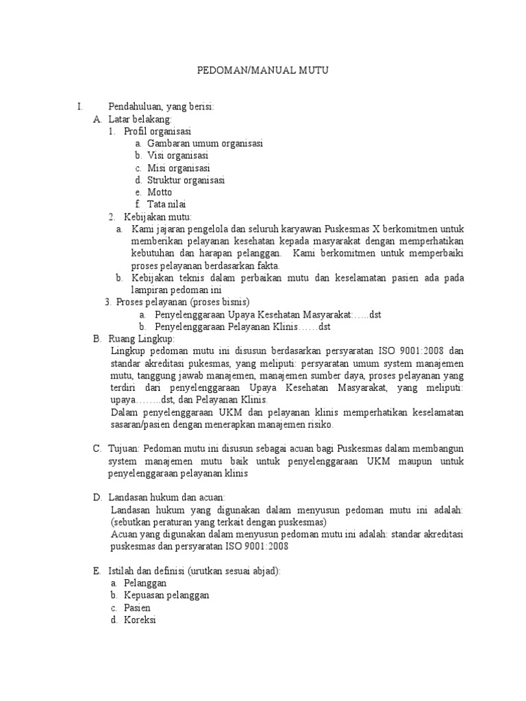 Pedoman Mutu | PDF