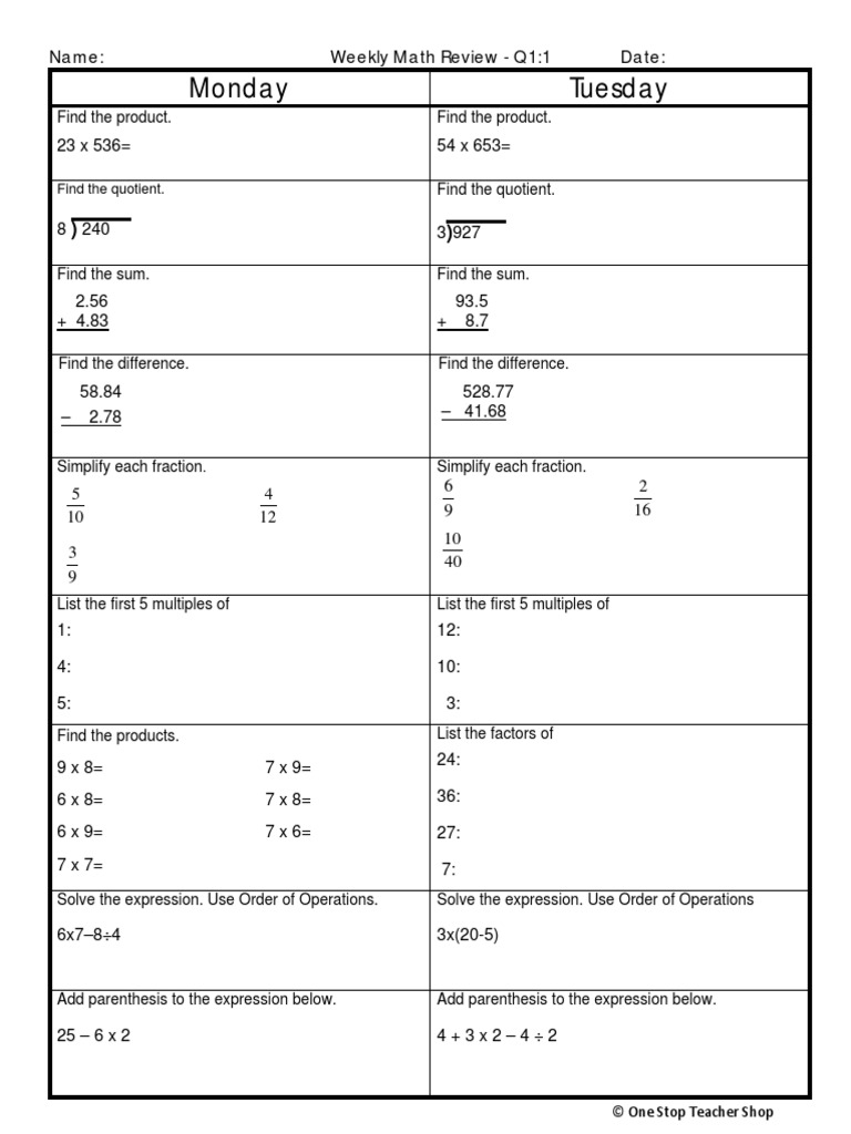 Q1 math 5th | PDF | Mathematics | Arithmetic