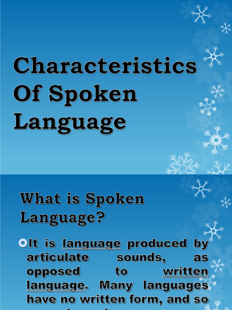 Characteristics of Spoken Language | PDF