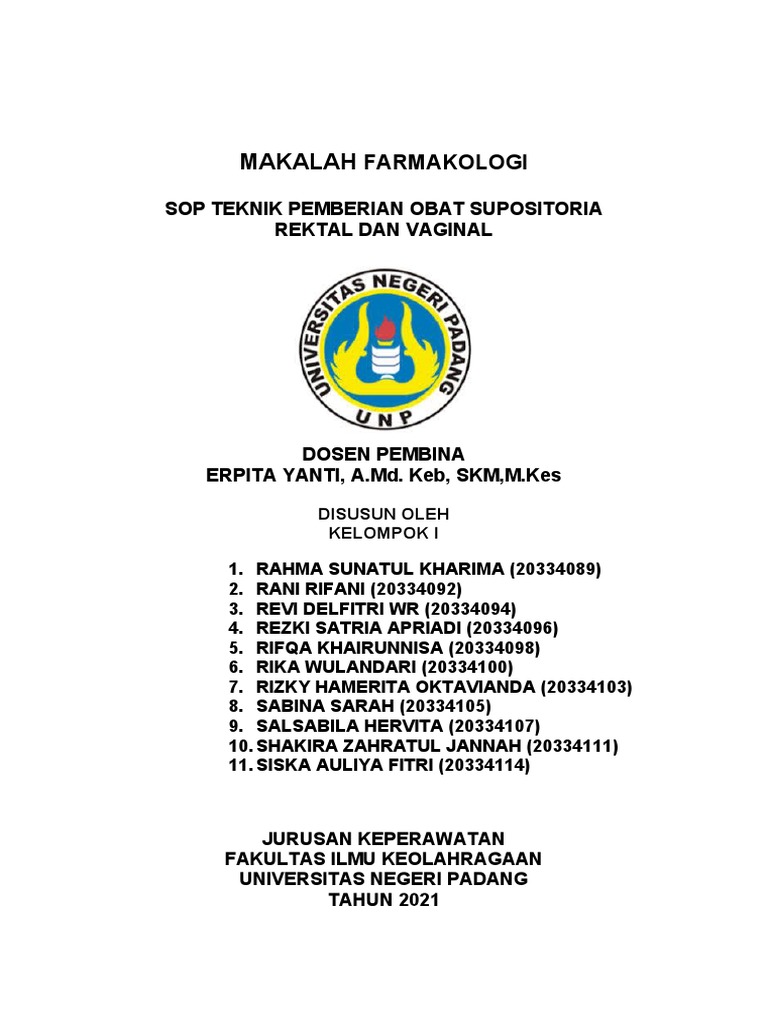 Makalah Farmakologi - Sop Teknik Pemberian Obat Supositoria Rektal Dan ...