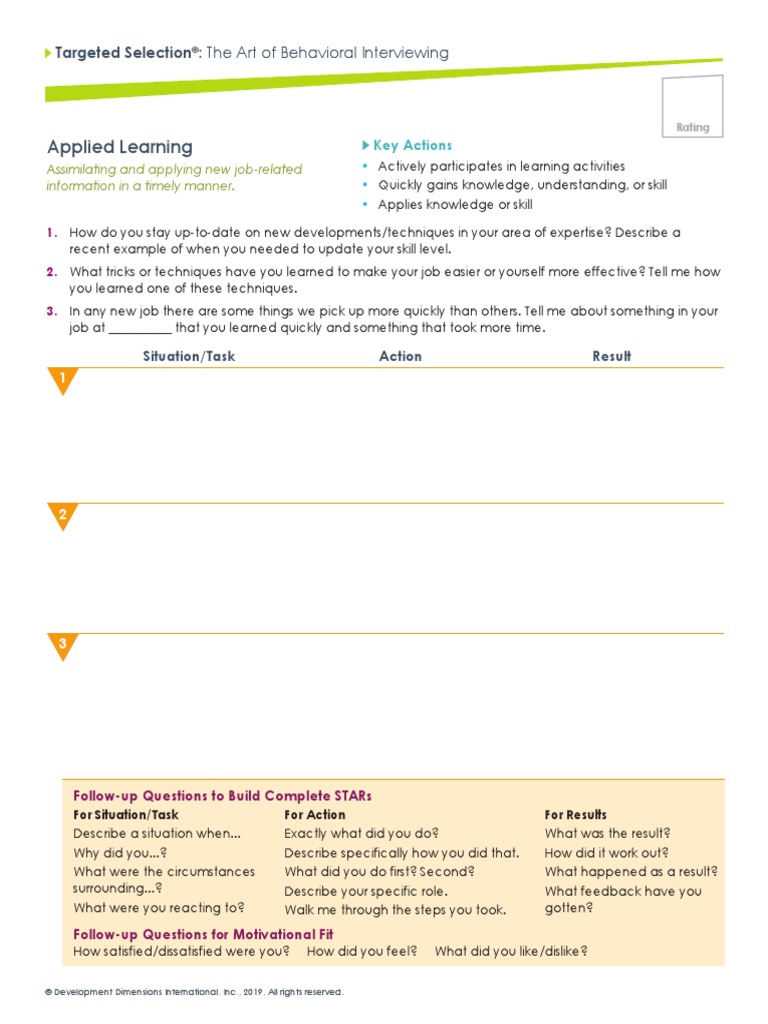 The Art of Behavioral Interviewing STAR Note-Taking Template | PDF