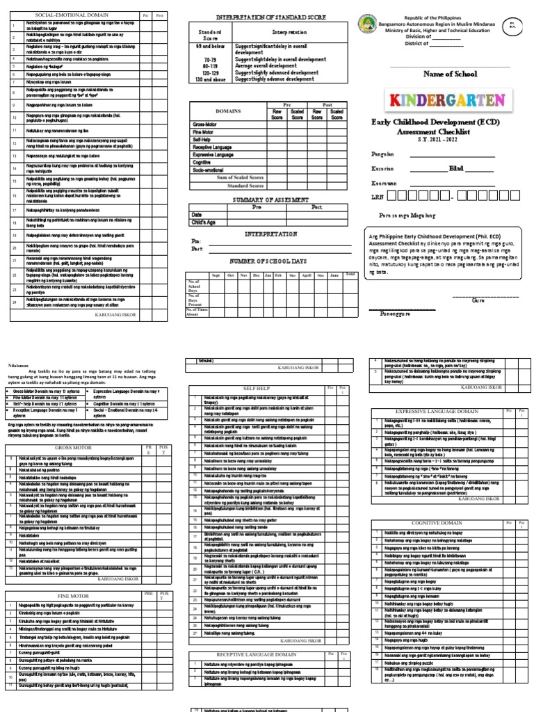 SF 9 - Kindergarten | PDF