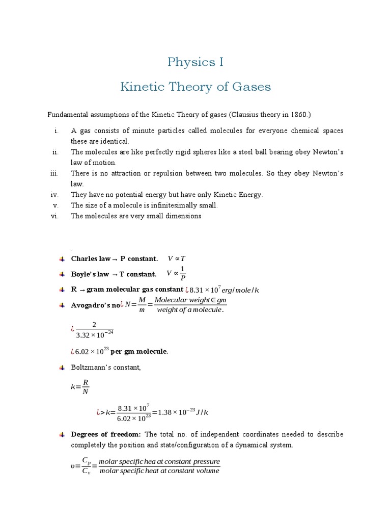 Kinetic Theory of Gases Explained | PDF | Gases | Nature