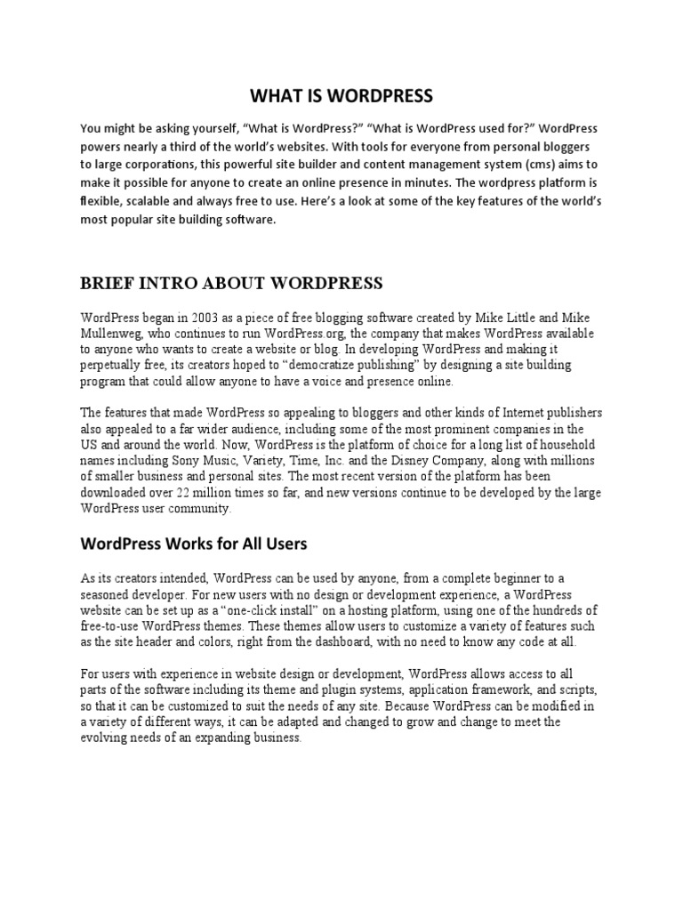 Wordpress Tutorial Pdf Word Press Menu Computing