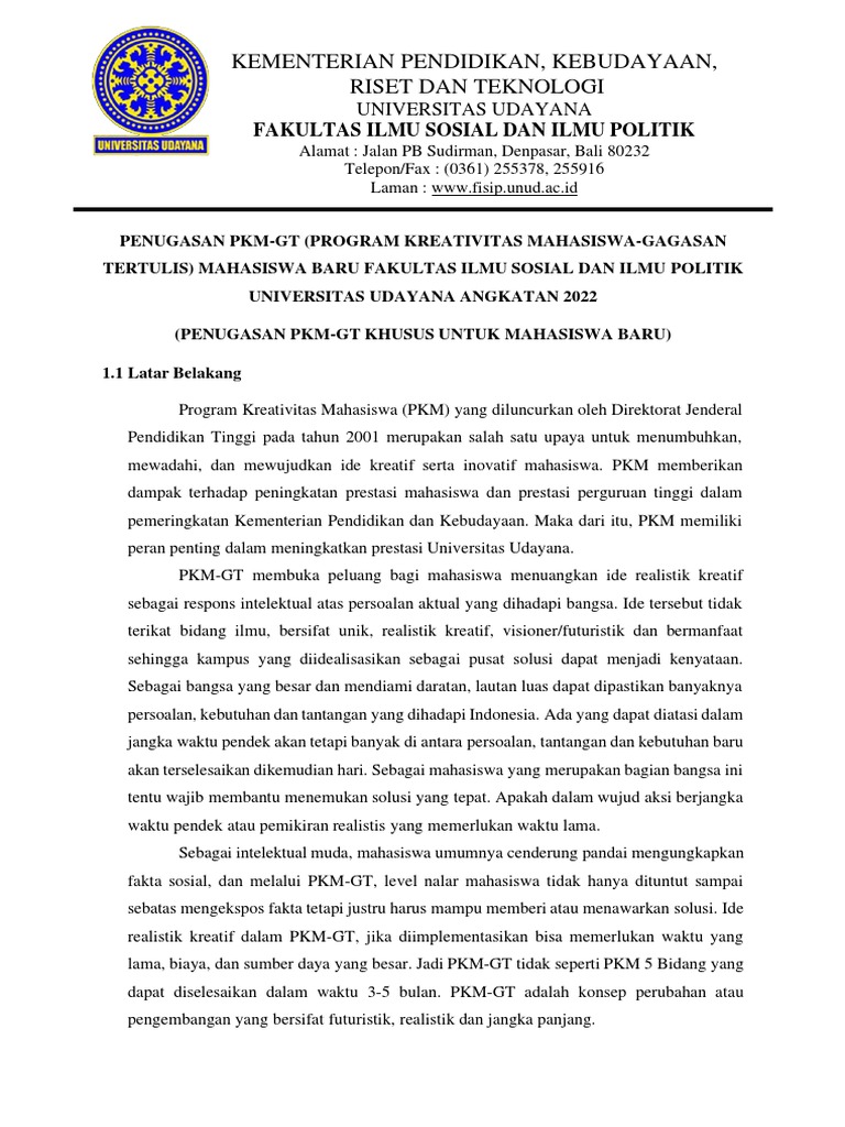 Penugasan PKM-GT 2022 | PDF | Karier & Perkembangan | Seni