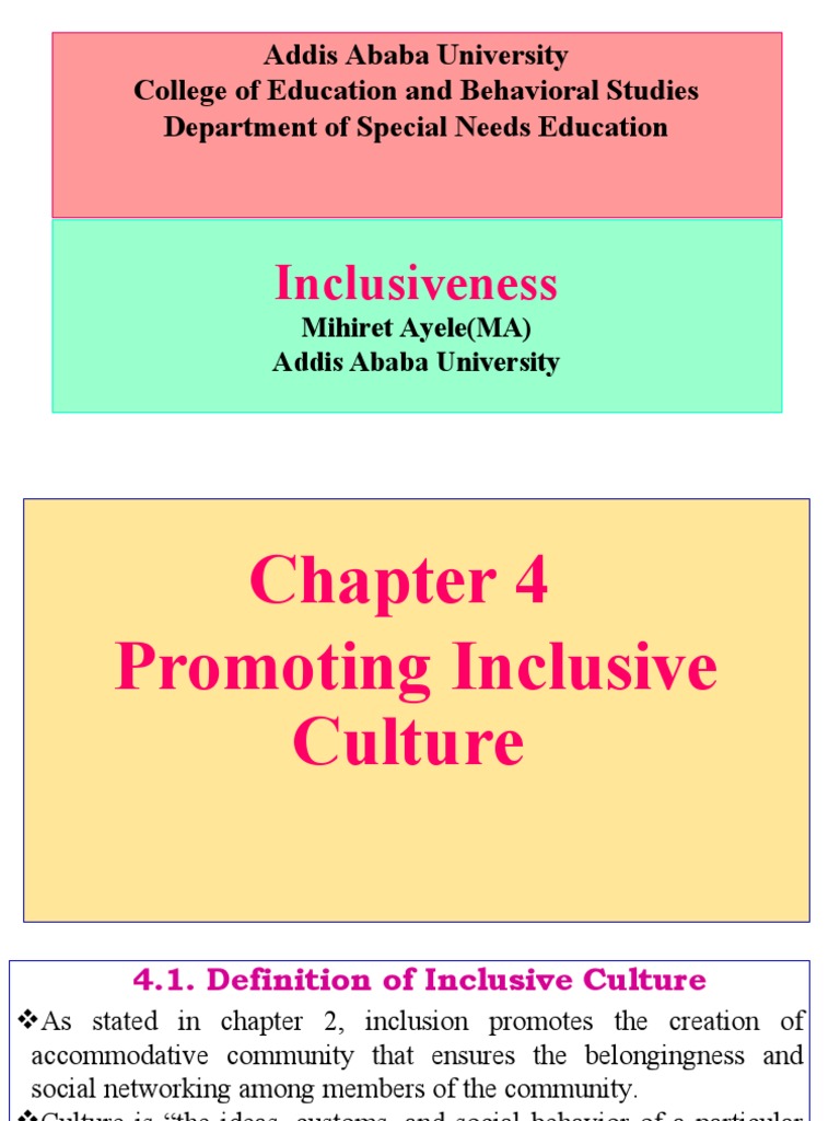 Chapter 4 - FINAL Promoting Inclusive Culture | Download Free PDF ...