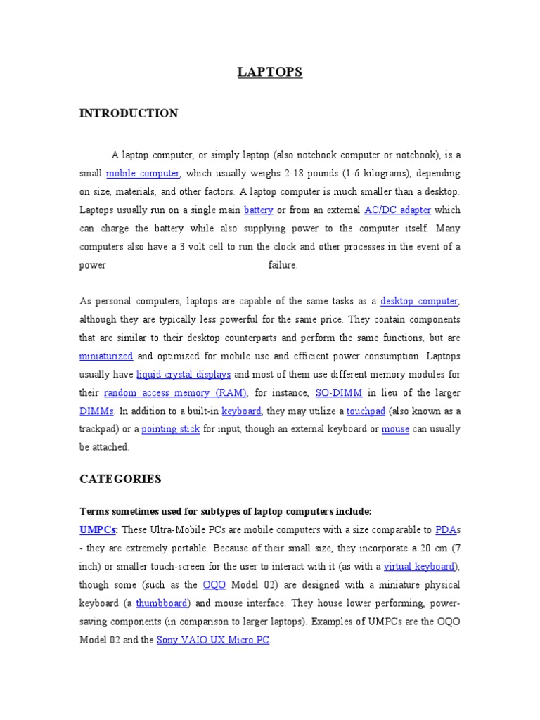 Laptops: Mobile Computer | PDF | Laptop | Desktop Computer
