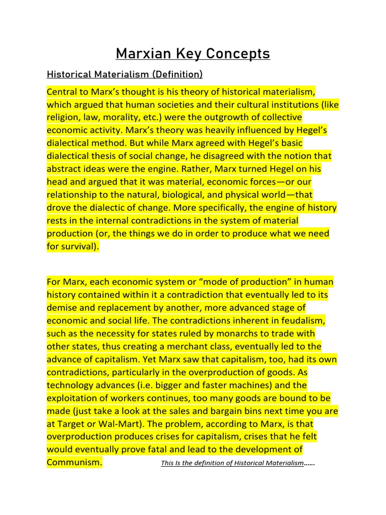 Marxian Key Concepts | PDF | Karl Marx | Dialectic