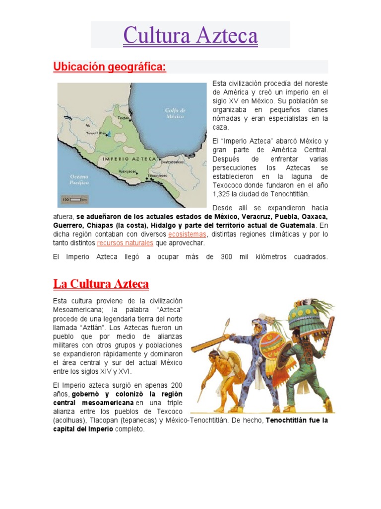 Cultura Azteca: Ubicación Geográfica | PDF | México | Mesoamérica