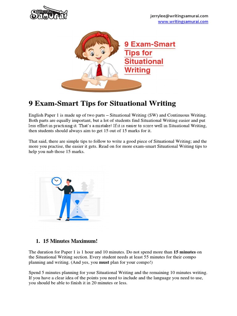 Exam Tips for Situational Writing | PDF | Libraries | Reading Comprehension
