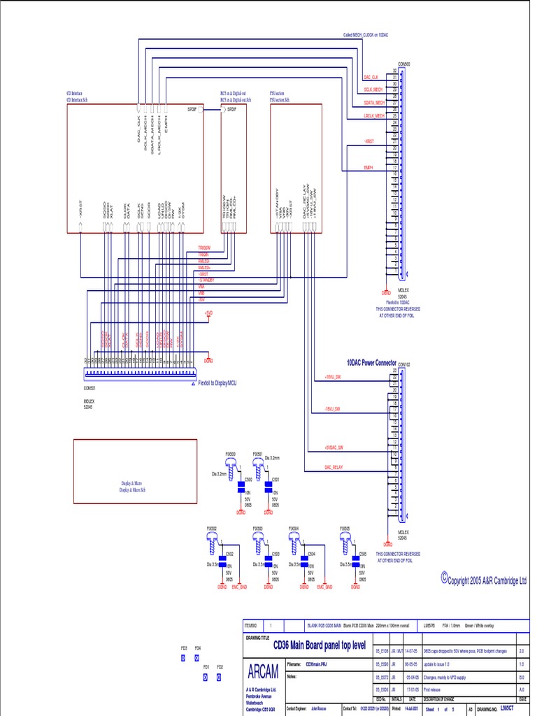 Arcam: CD36 Main Board Panel Top Level | PDF | Electronics | Physical Layer Protocols