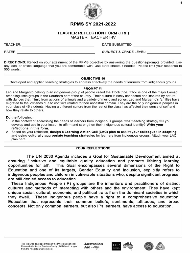 TRF Objective 10 Prompt 1 | PDF