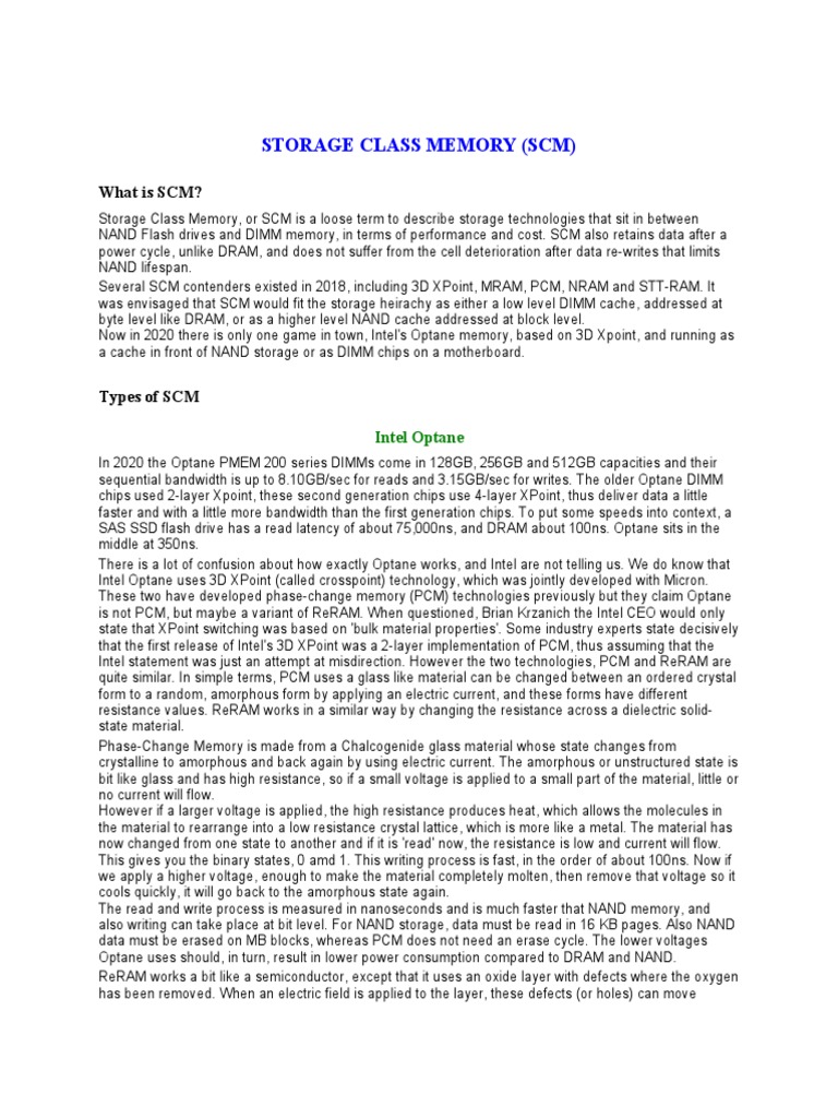 Storage Class Memory (SCM) | PDF | Flash Memory | Computer Memory