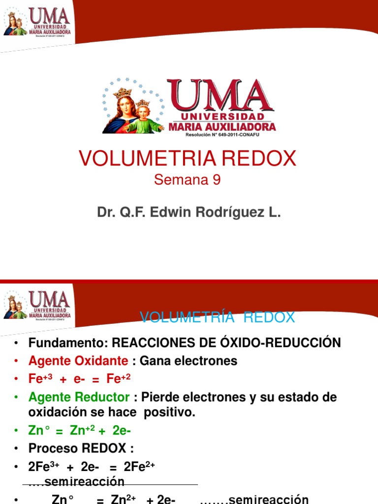 Semana 9 Volumetría Redox | PDF | Redox | Química