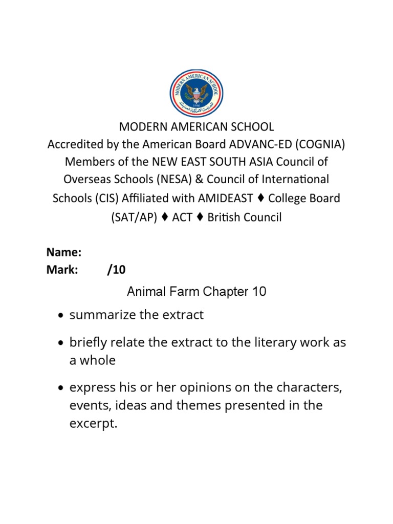 Animal Farm Oral Chapter 10 | PDF