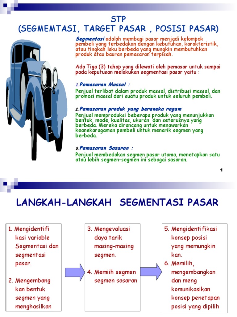 STP (Segmemtasi, Target Pasar, Posisi Pasar) : Segmentasi | PDF | Pengelolaan Keuangan & Uang | Seni