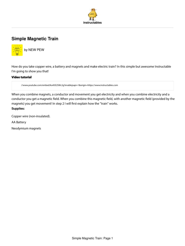 Simple Magnetic Train: Video Tutorial Video Tutorial | PDF | Magnet ...
