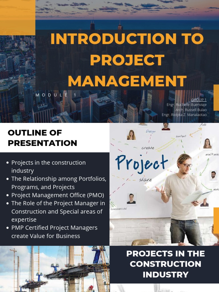 Introduction To Project Management: Group 1 Engr. Rochelle Buenviaje ...
