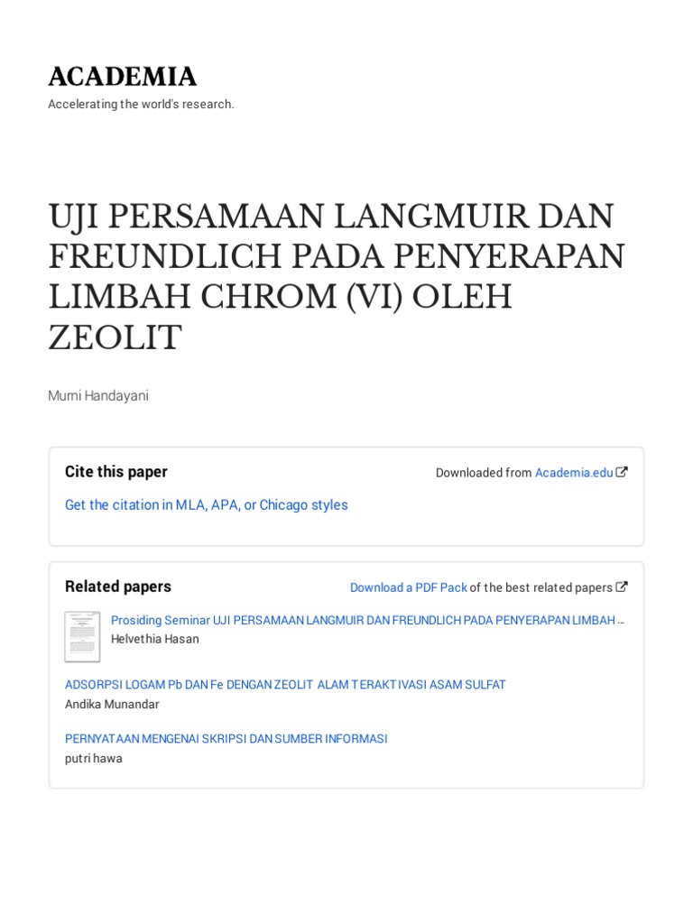 Uji Persamaan Langmuir With Cover Page v2 | PDF