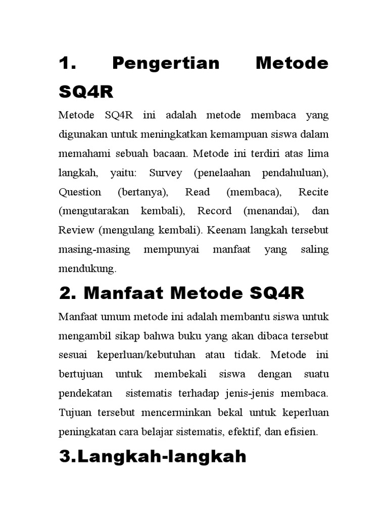 Metode sq4r | PDF | Karier & Perkembangan
