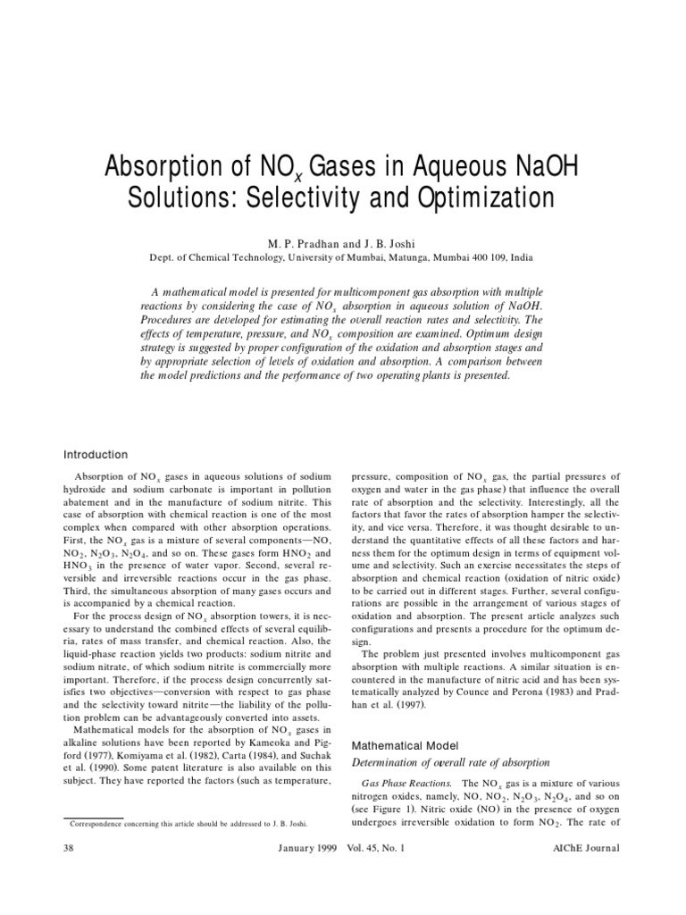 Absorption of Nox in NaoH | PDF | Nitric Acid | Chemical Equilibrium