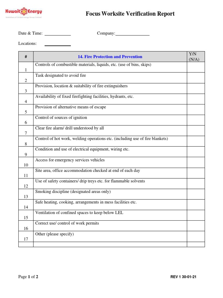 Fire Protection and Prevention - Verification | PDF