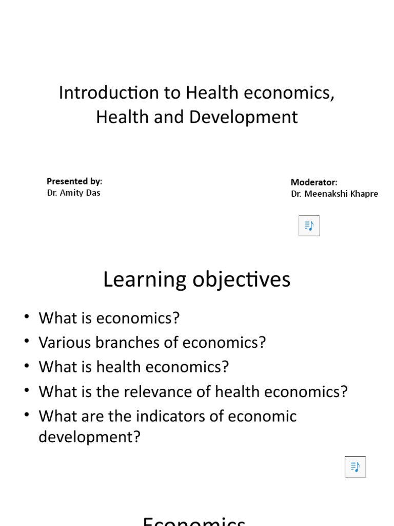Introduction To Health Economics, Health and Development 1 | PDF ...