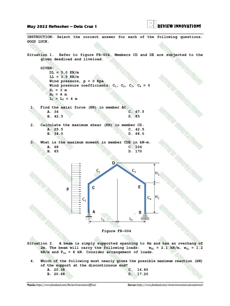 May 2022 Refresher - Dela Cruz 1: A Review of Structural Analysis Problems and Their Solutions ...