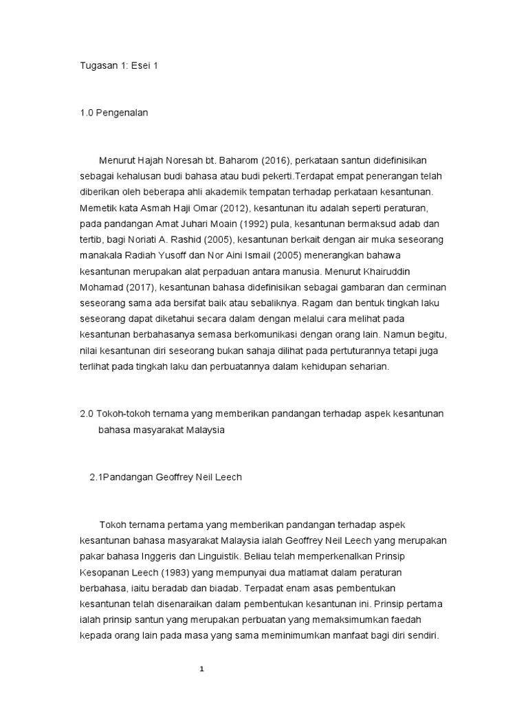 Kesantunan Tugasan 1 Esei 1 | PDF