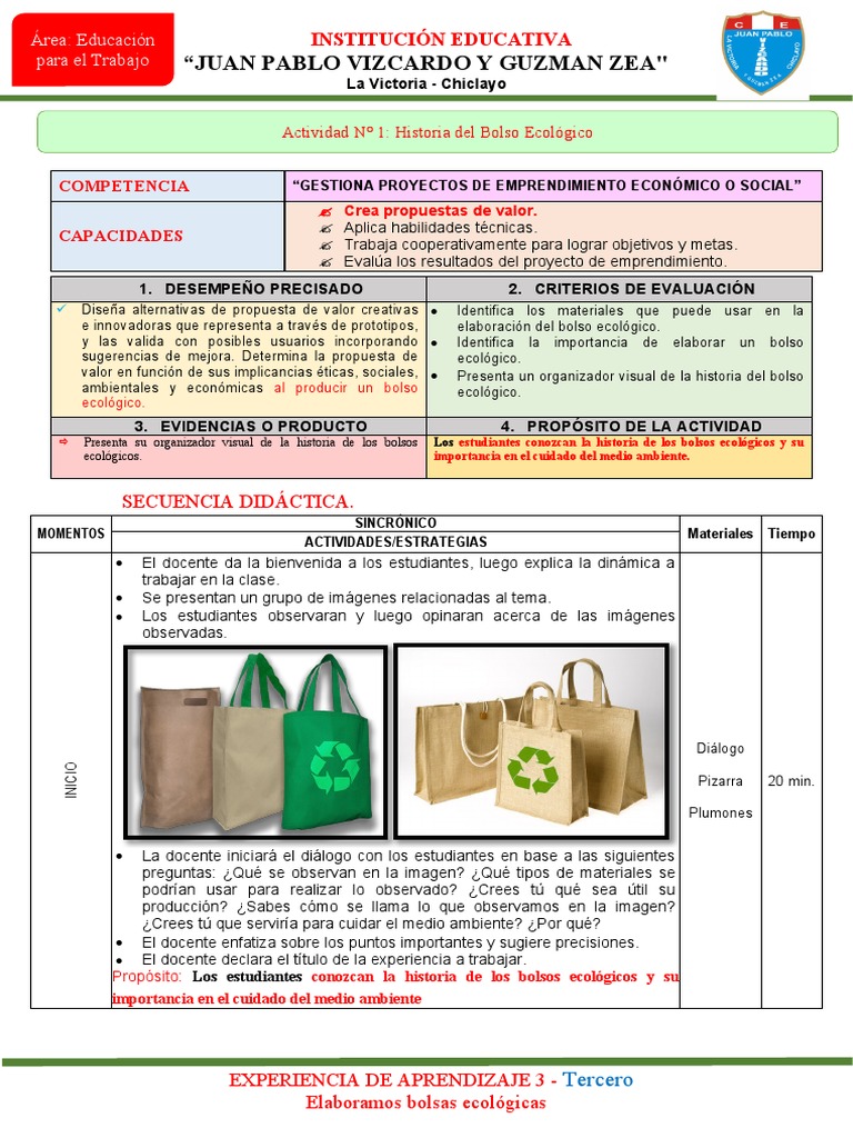 Ept - Experiencias de Aprendizaje 3 - Tercero - Sesion 1 - 3 Bimestre ...