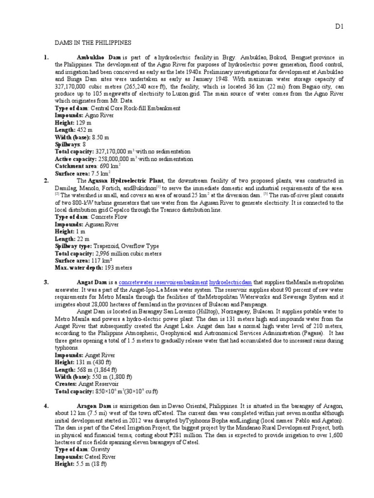 Major Dams in the Philippines | PDF | Dam | Environment