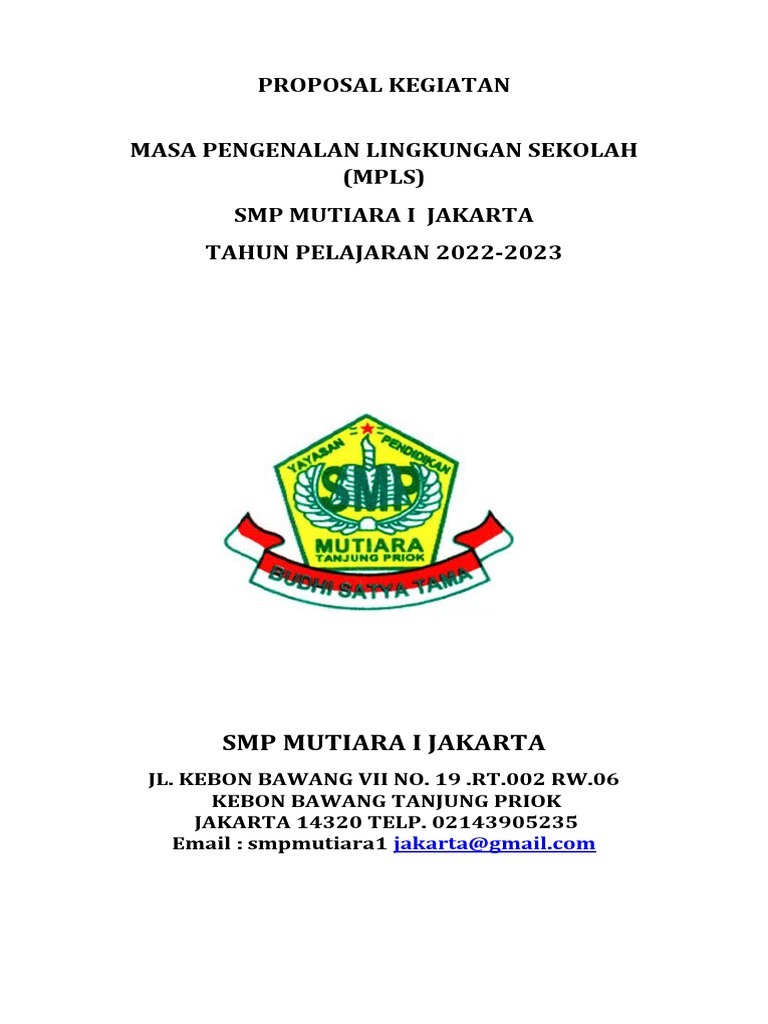 Proposal Kegiatan MPLS Tahun 2022-2023 | PDF