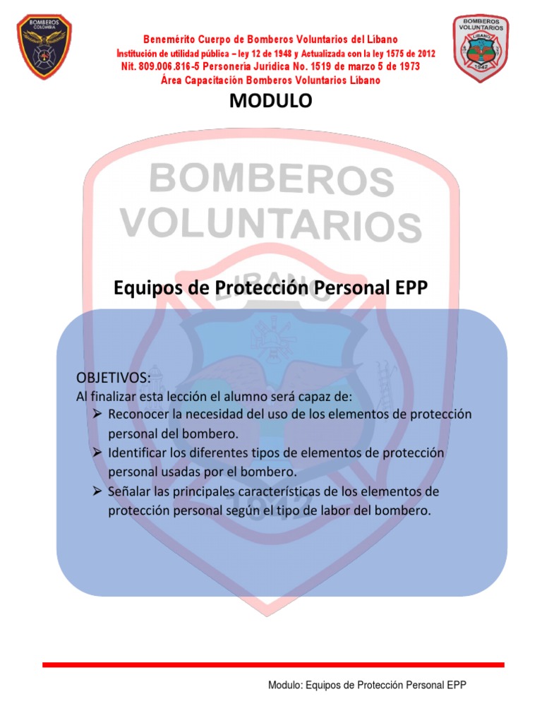 Guia Epp Bomberos | PDF | Bombero | Casco