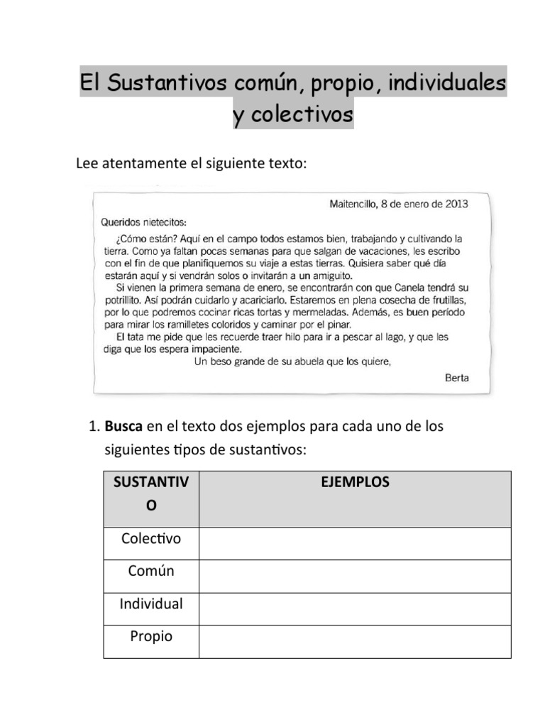 Sustantivo-Individual-Colectivo.-Concreto-Abstracto - 1 | PDF | Unidades Semánticas | Morfología ...