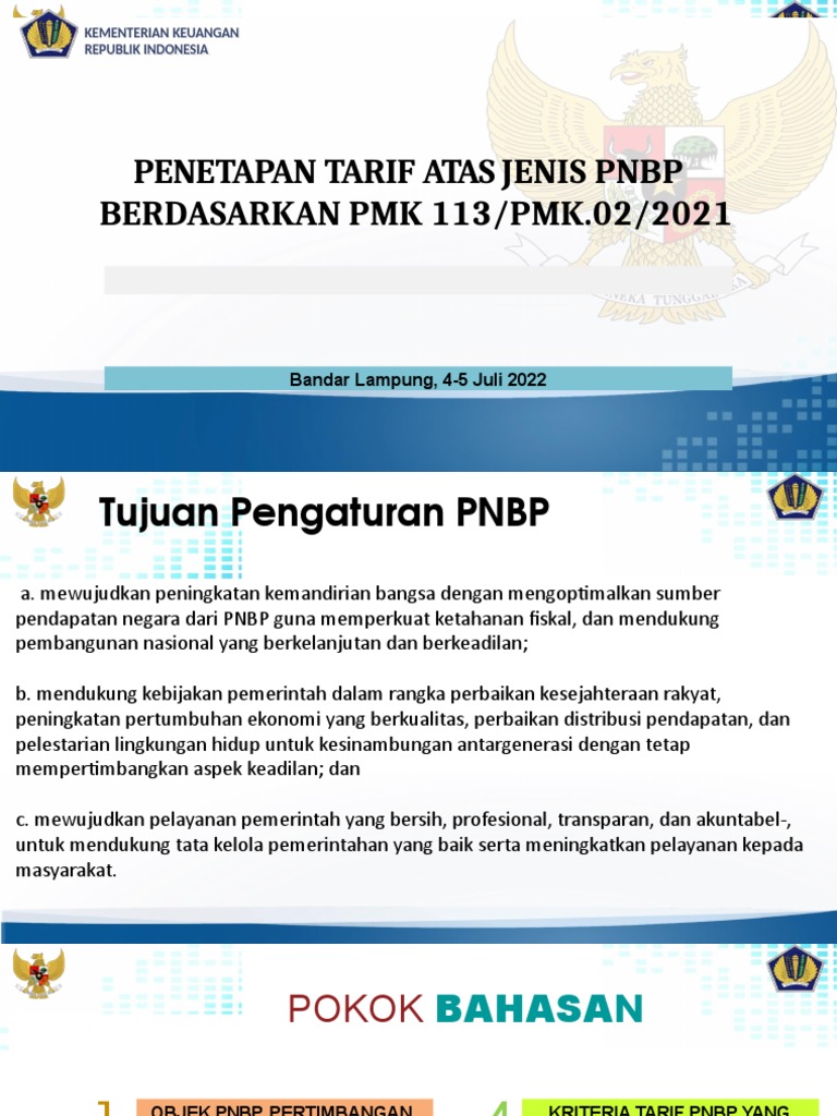 Penetapan Tarif PNBP Berdasarkan PMK 113 | PDF