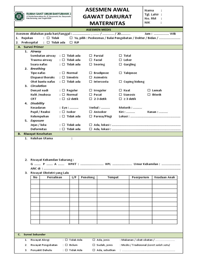 RM03 - Asesmen Awal Gawat Darurat Maternitas | PDF