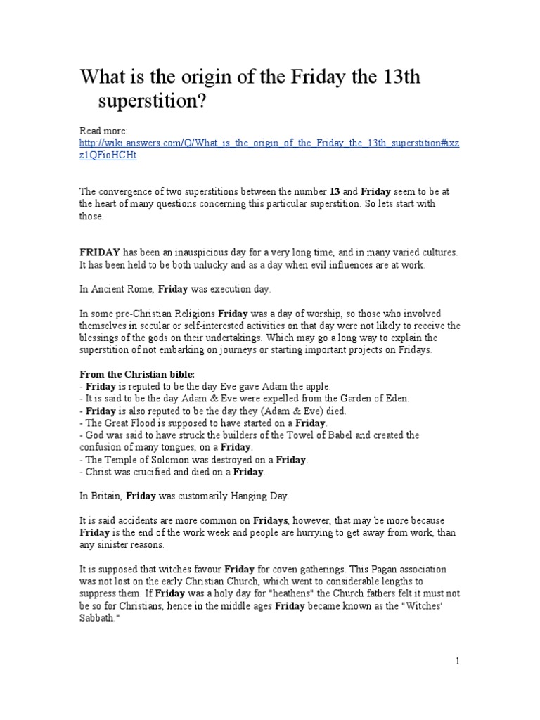 What Is The Origin of The Friday The 13Th Superstition?: Z1Qfiohcht ...