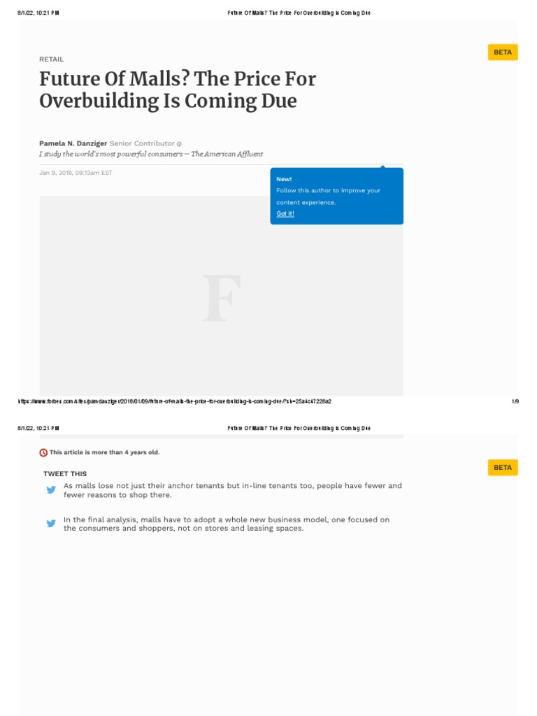 Future of Malls: Overbuilding Consequences | PDF | Retail | Shopping Mall