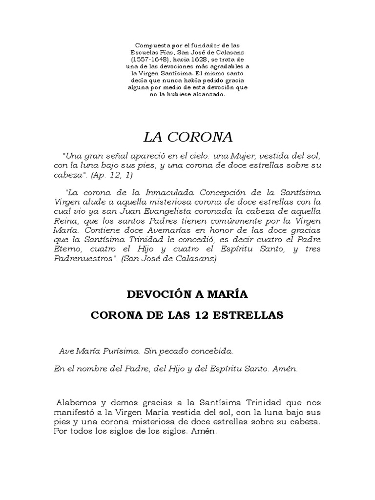Significado de la Corona de 12 Estrellas | PDF | María, madre de Jesús ...