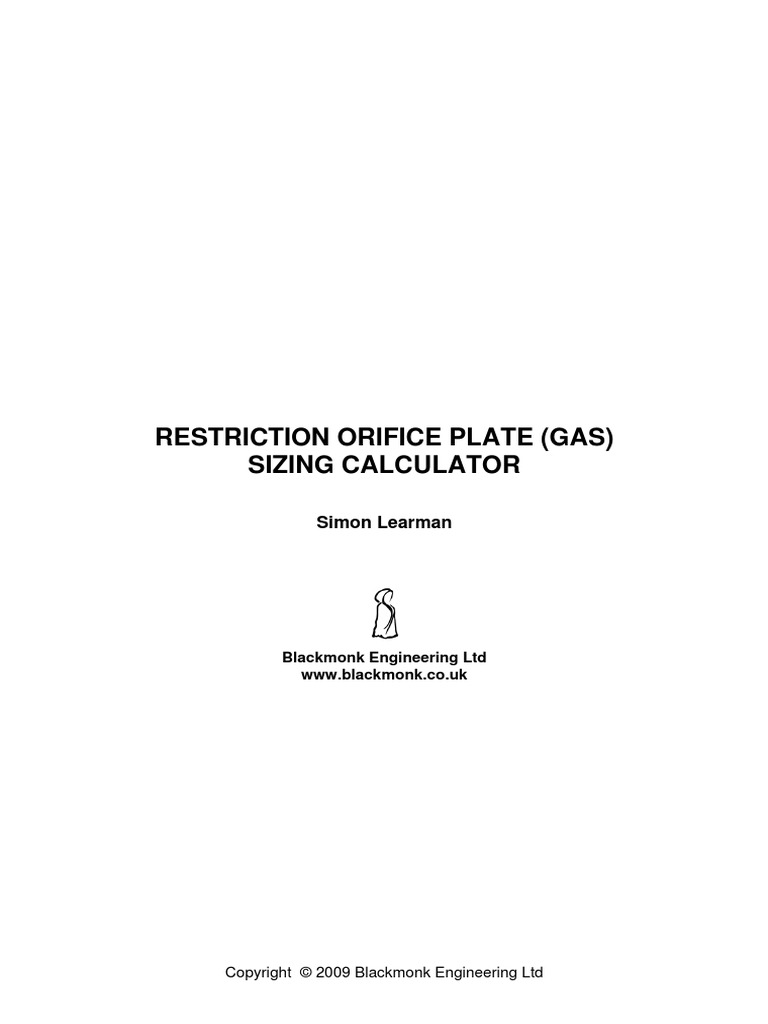 Orifice Plate Sizing Calculator | PDF | Fluid Dynamics | Flow Measurement