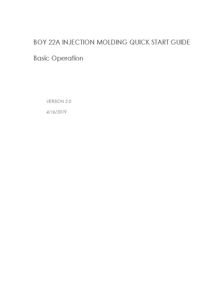 BOY 22A Injection Molding Quick Guide | PDF | Manufactured Goods