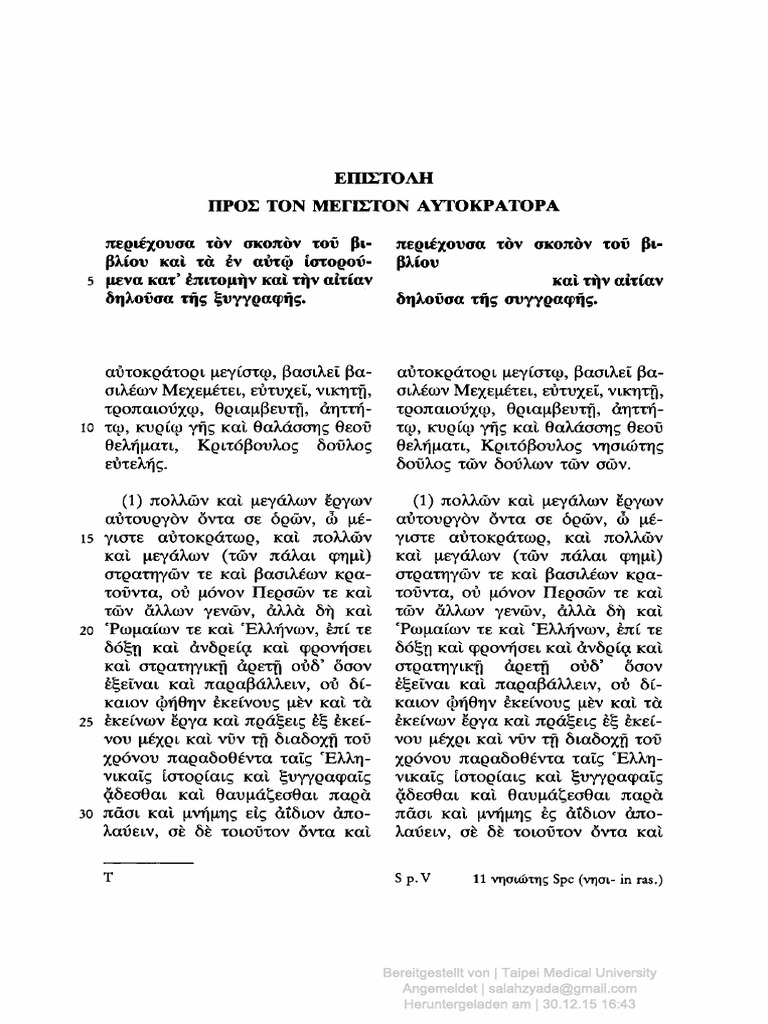 CFHB 22 - Critobuli Imbriotae Historiae (121-394) | PDF