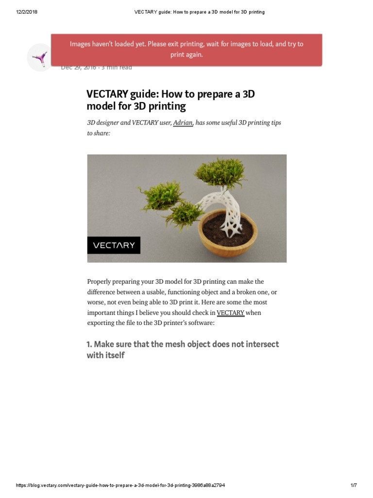 VECTARY Guide How To Prepare A 3D Model For 3D Printing | PDF | 3 D ...