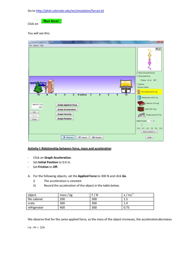 PhET Force Simulation | PDF | Science & Mathematics